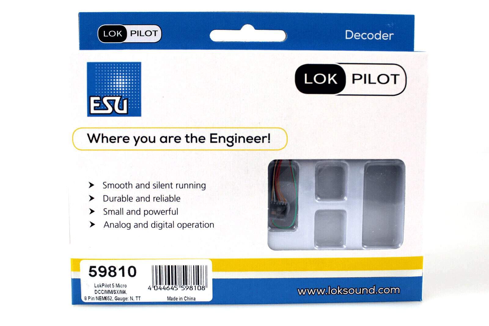 ESU 59810 LokPilot 5 Micro DCC Decoder 8-pin Harness NEM652, N/Z Gauge – Nightwatch Trains