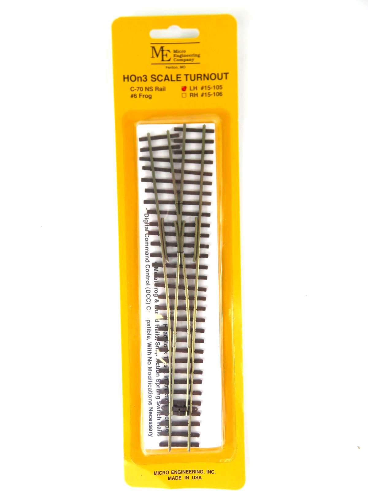 Micro Engineering #15-105 HOn3 Nickel Silver Turnout #6 Frog Code 70 L ...