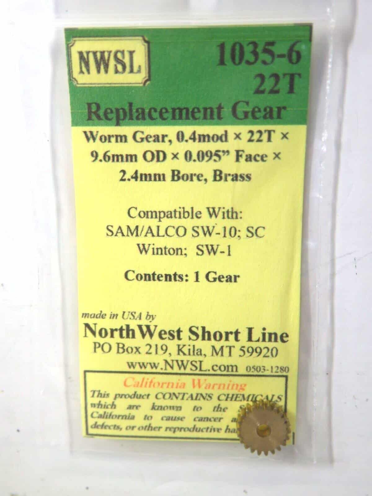 Northwest Short Line NWSL 1035-6 Worm Gear HO Samhongsa/Alco Brass SW ...