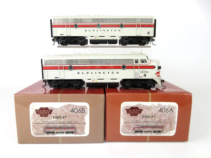 Broadway Limited BLI 406 HO CB&Q Burlington EMD F7A/B Locomotive Set D ...