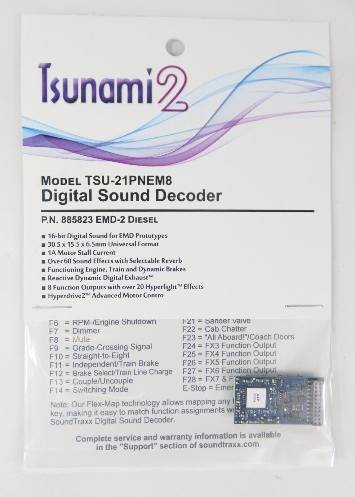 SoundTraxx 885823 TSU-21PNEM8 21-pin Tsunami 2 DCC Sound Decoder EMD-2 ...