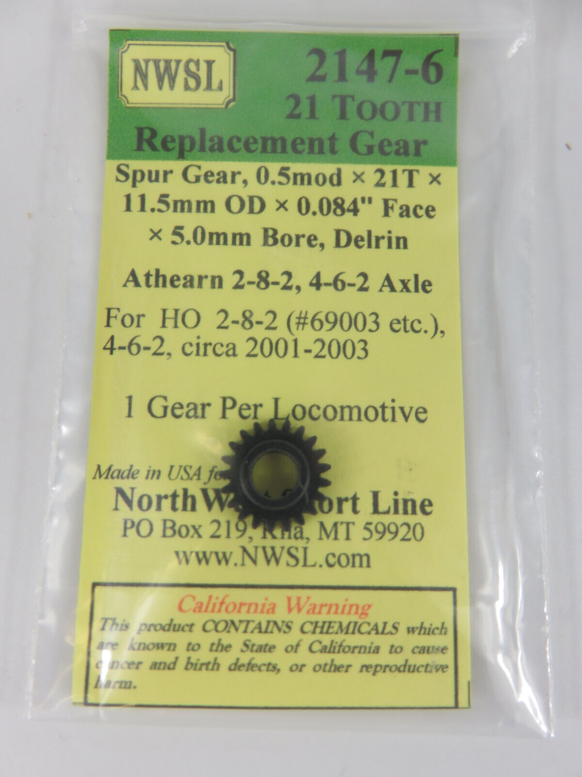 Northwest Short Line NWSL 2147-6 Replacement Axle Gear for Athearn 2-8 ...