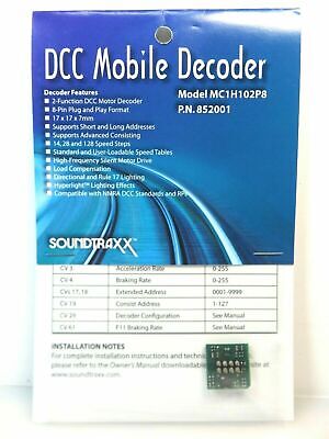 SoundTraxx 852001 MC1H102P8 DCC Mobile Decoder, Direct Plug, HO Scale ...