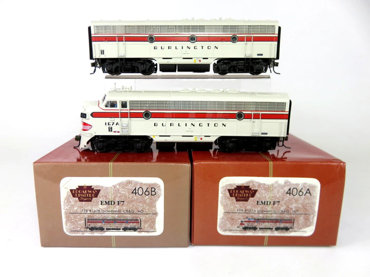 Broadway Limited BLI 406 HO CB&Q Burlington EMD F7A/B Locomotive Set D ...