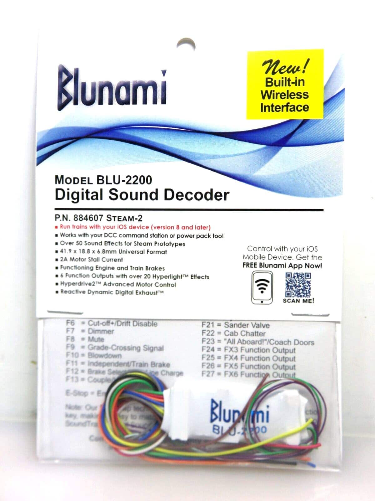 SoundTraxx 884607 BLU-2200 Blunami Wireless Sound Decoder, 2 Amp, Stea ...