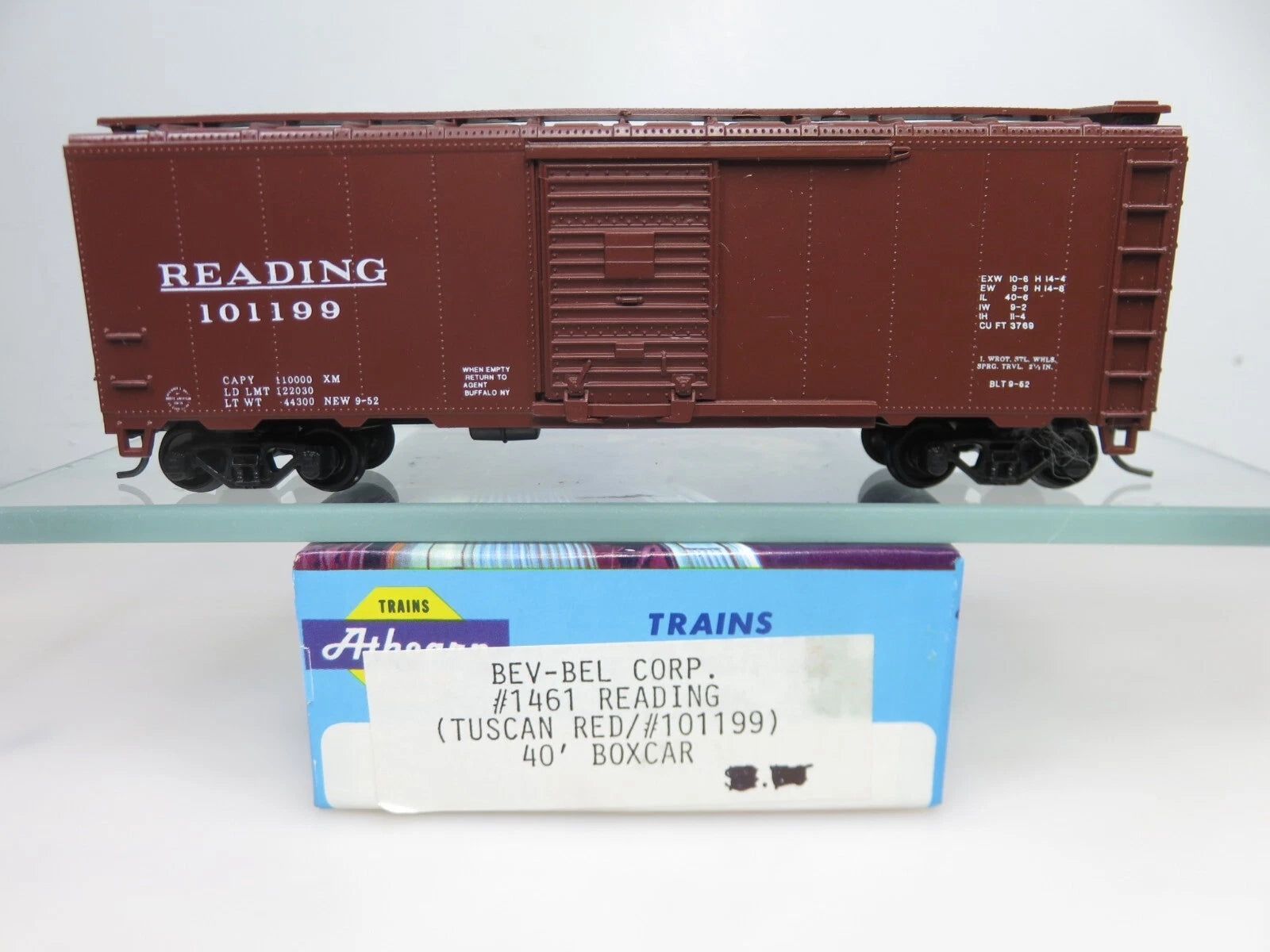 Bev-Bel Athearn HO Scale 40' Boxcar Reading Tuscan Red #101199 ...