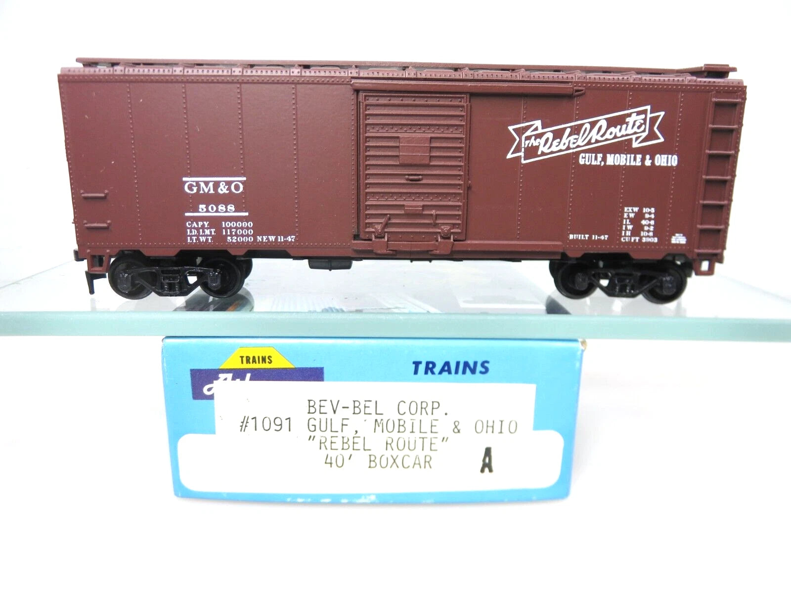 Bev-Bel Athearn HO Scale 40' Boxcar Gulf Mobile & Ohio Rebel Route #50 ...