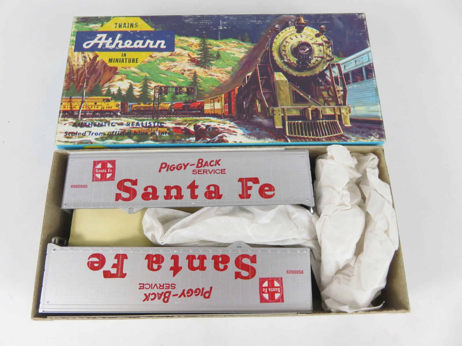 Athearn 5157 HO Scale 40' Piggy Back Trailers ATSF Santa Fe 2-Pack Kit ...